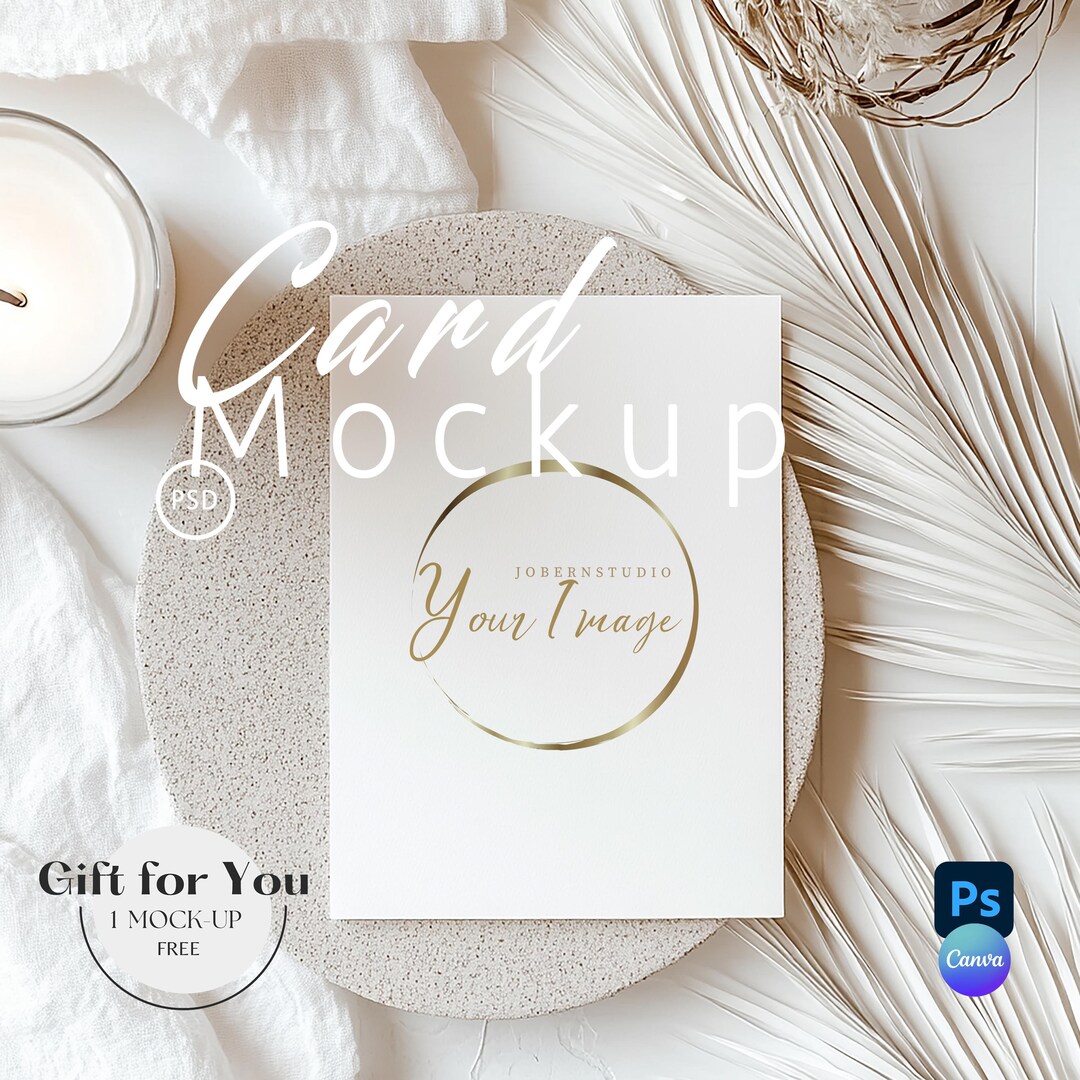 Invitations Card Mockup,wedding Boho Card 5x7 Mock up Canva PNG, Card ...