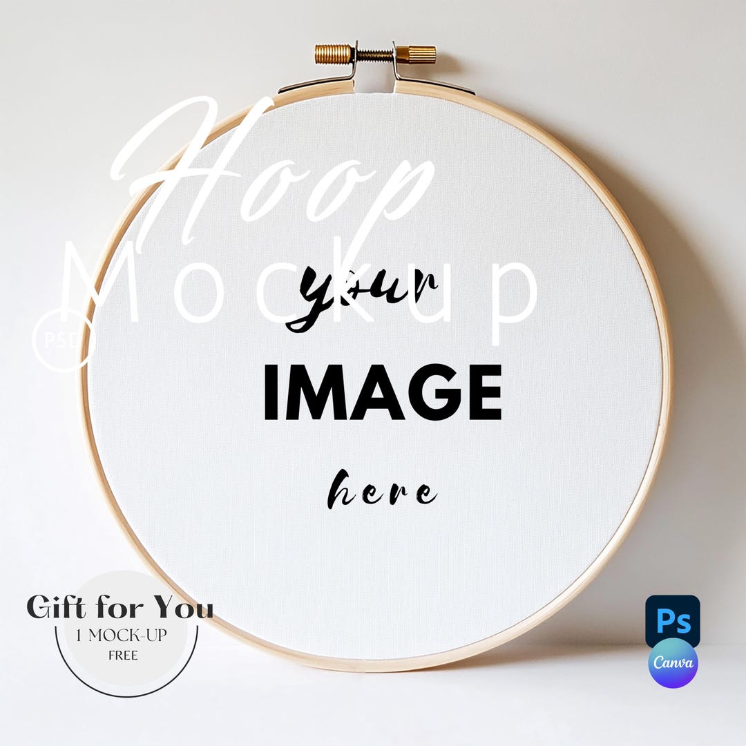 Embroidery Hoop Mockup, Boho Embroider Mock up Canva Drag and Drop ...