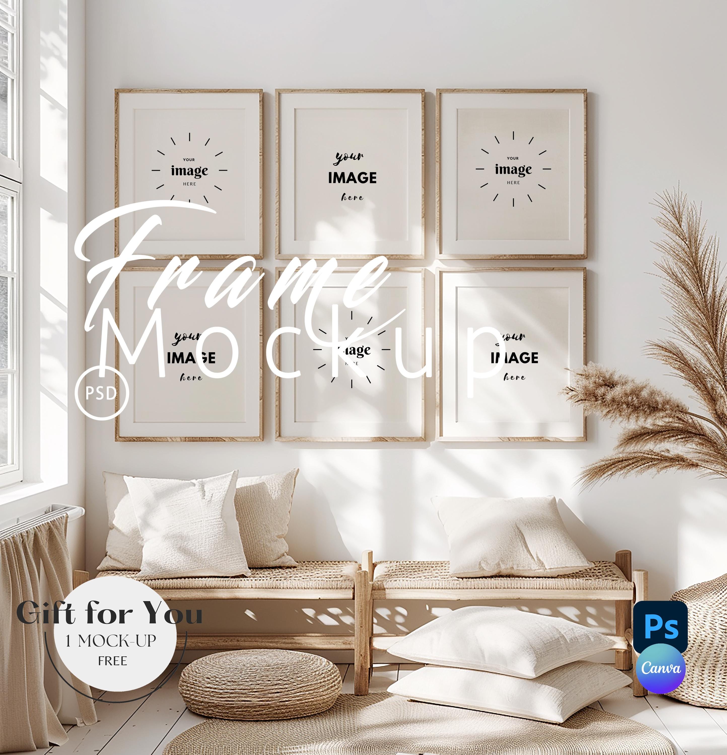 Six Frame Gallery Wall Art Set Frame Mockup | 6 Frame Living Room Mock ...