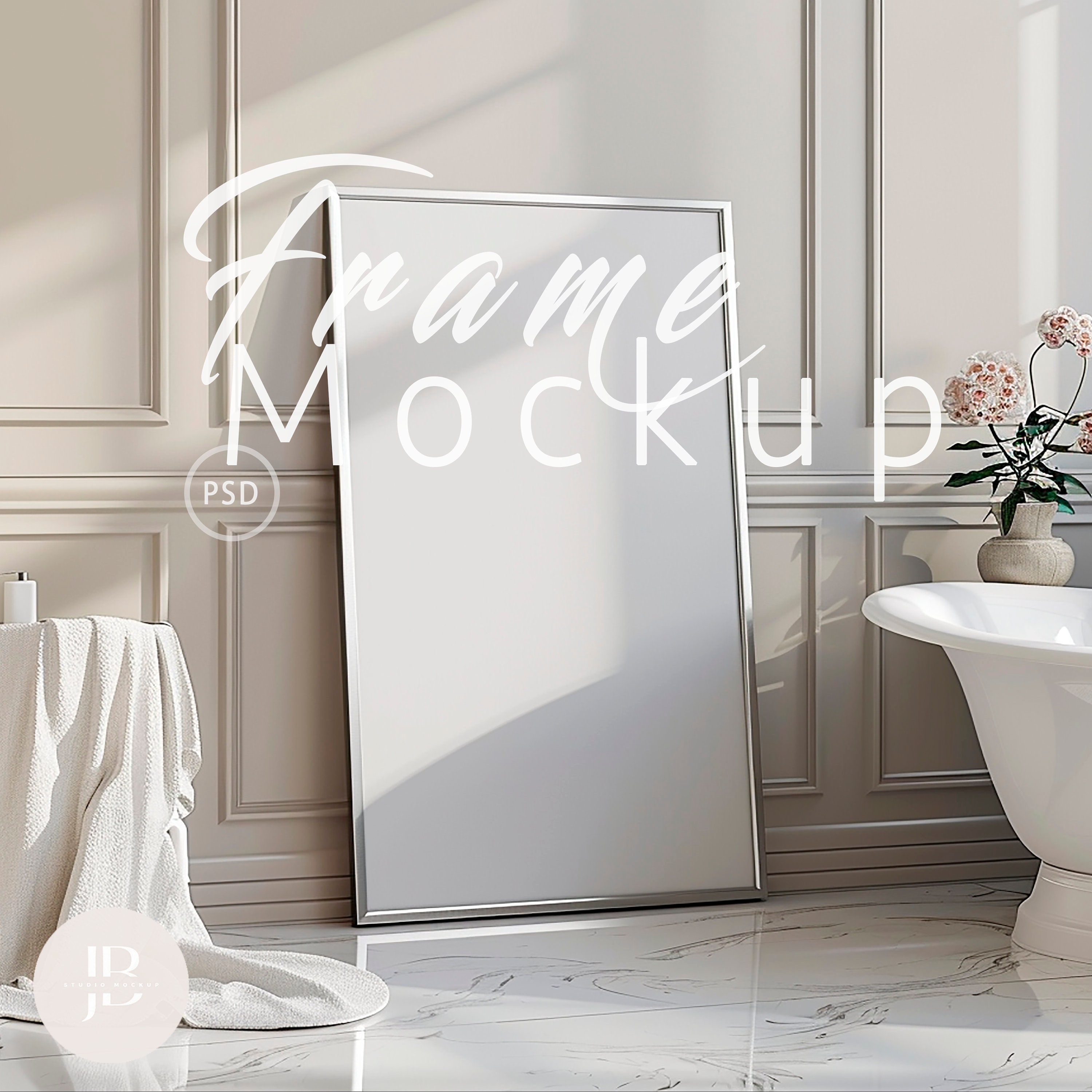 Vertical Frame Bathroom Mockup Canva ,luxury Frame Photoshopfloor Frame ...