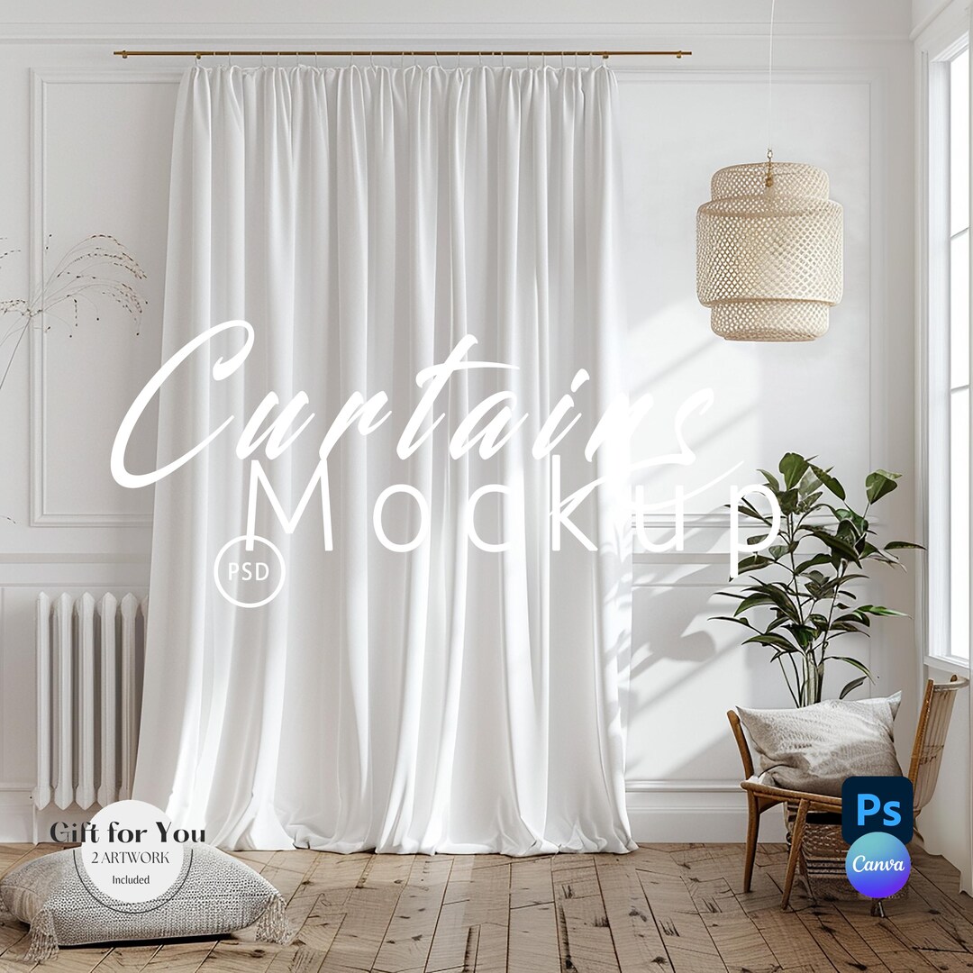 Curtain Mockup, Living Room Curtain Mock Ups,photoshop Mock Up, Drag ...