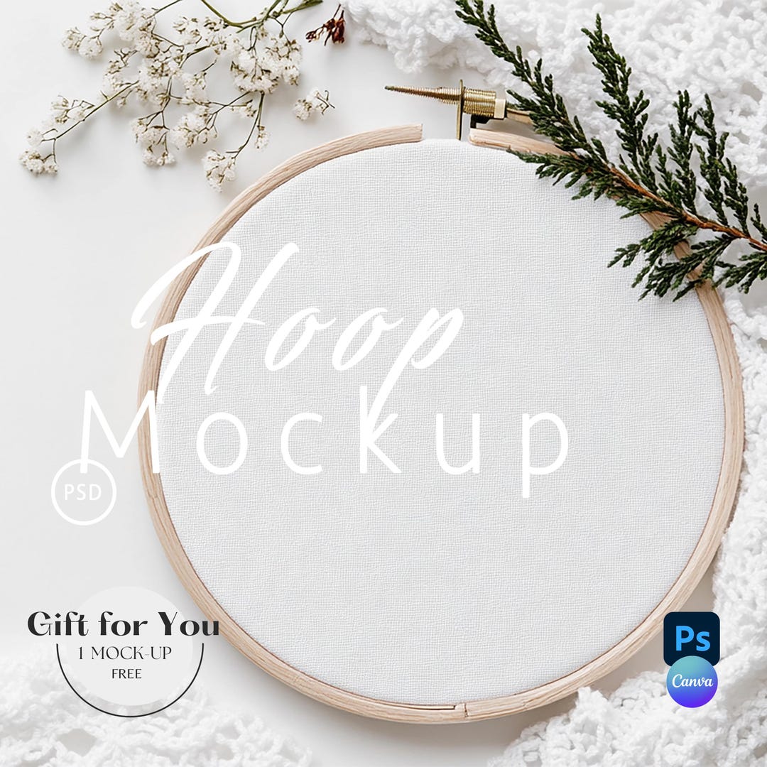 Embroidery Hoop Mockup, Boho Mock-up Canva Drag and Drop Png,stitch ...