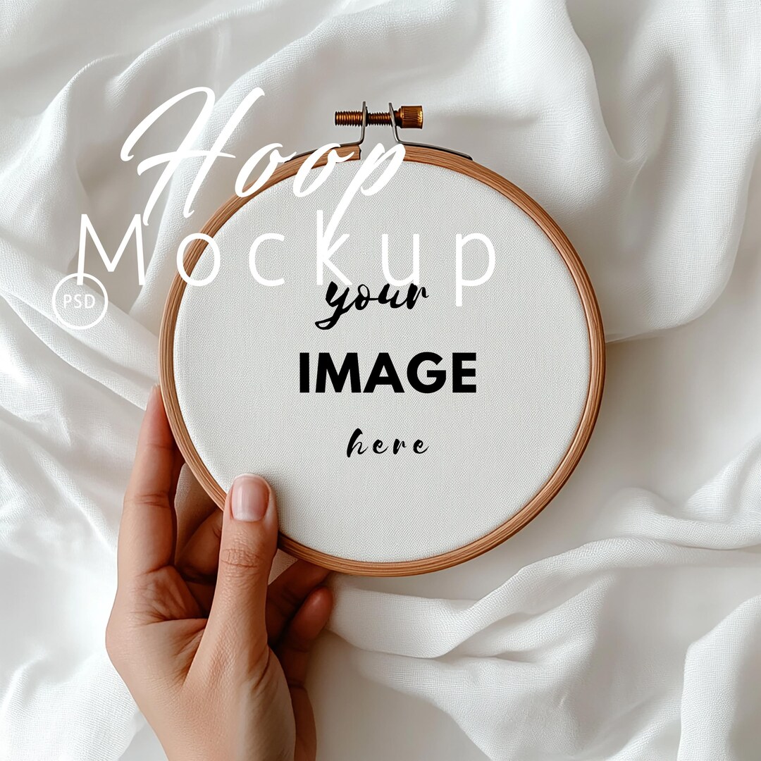 Mini Embroidery Hoop Mockup, Boho Embroider Mock up Canva Drag and Drop ...