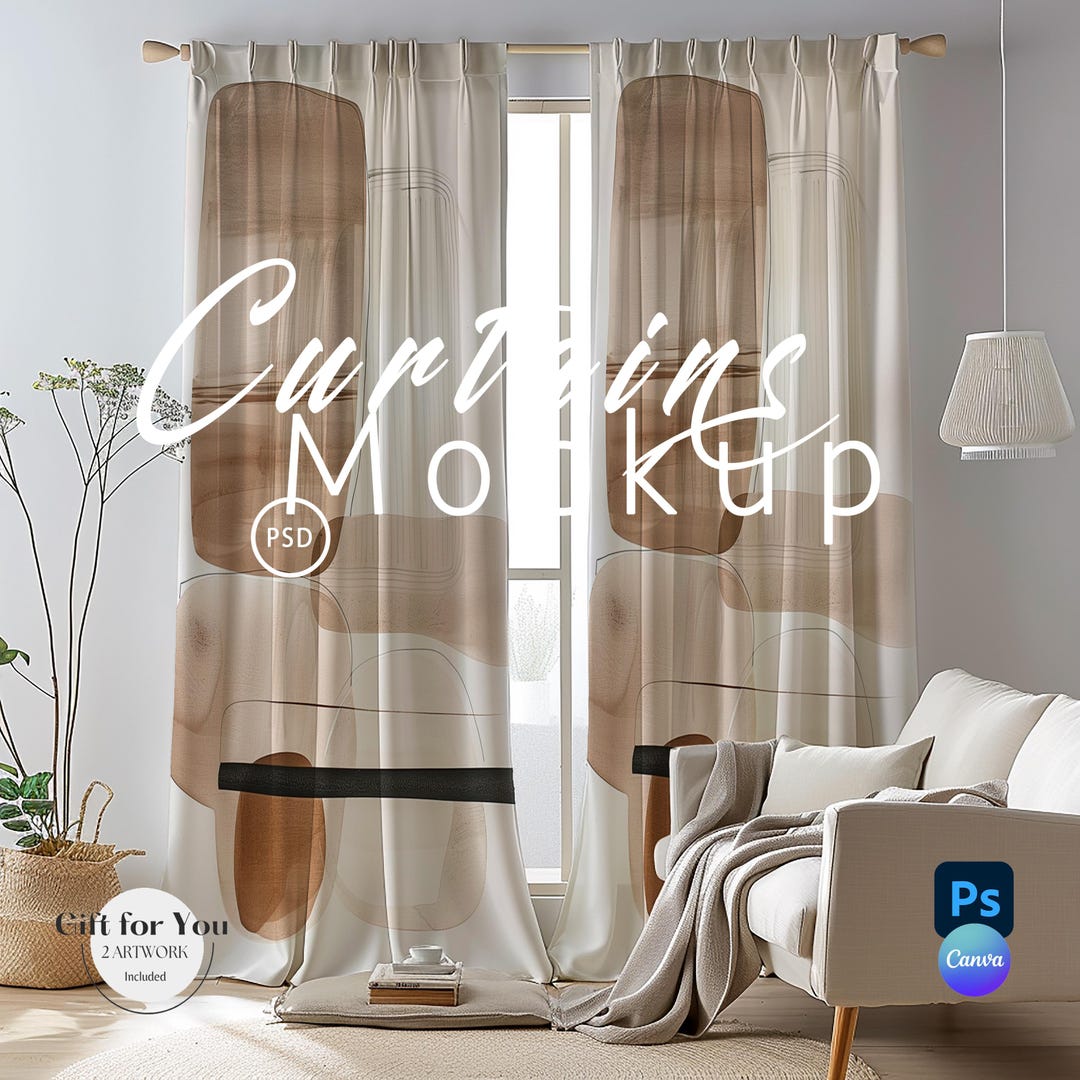 Curtain Mockup, Living Room Curtain Mock Ups,photoshop Mock Up, Drag ...