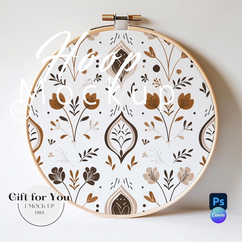 Bundle Embroidery Hoop Mock-up,14 Boho Embroider Mock up Canva Drag and ...