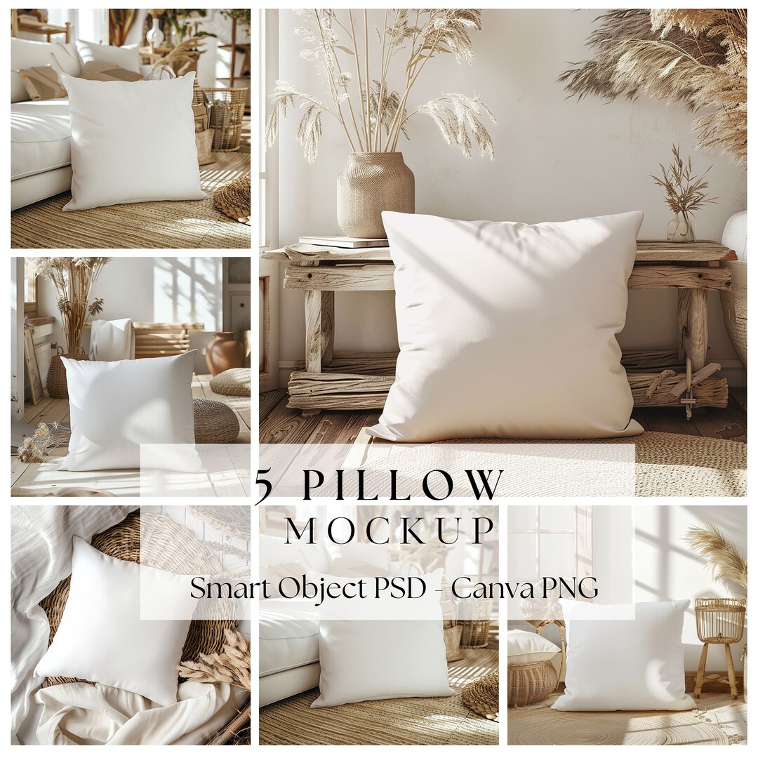 Pillow Mockups Bundle, Boho Pillow Mock up Photoshop, Printify Cushions ...