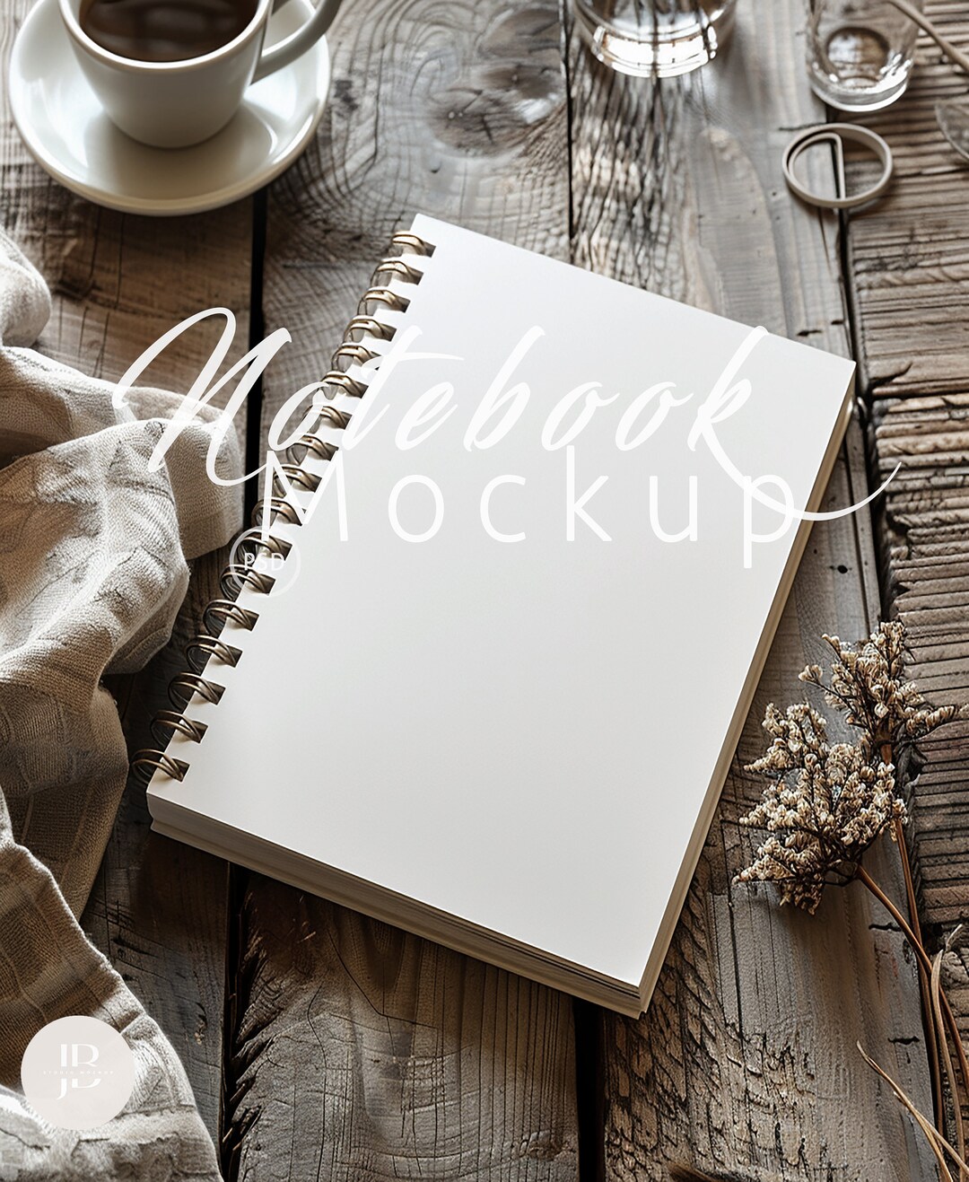 Hardcover Journal Mockup | Boho Notebook, Photoshop PSD & Canva Drag ...