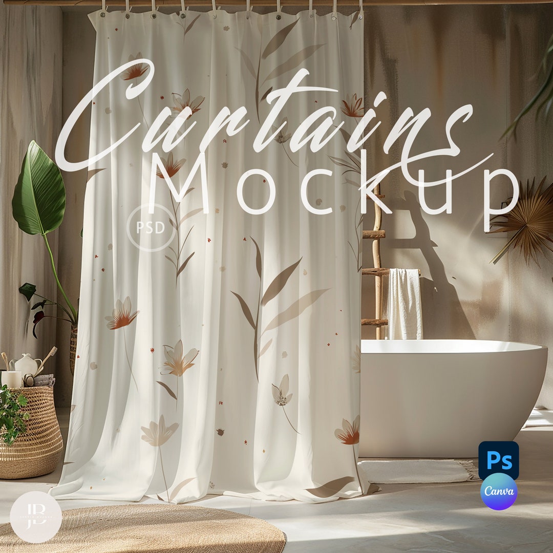 Shower Curtain Mockup, Bathroom Curtain Mockups,photoshop Mock Up, Drag ...