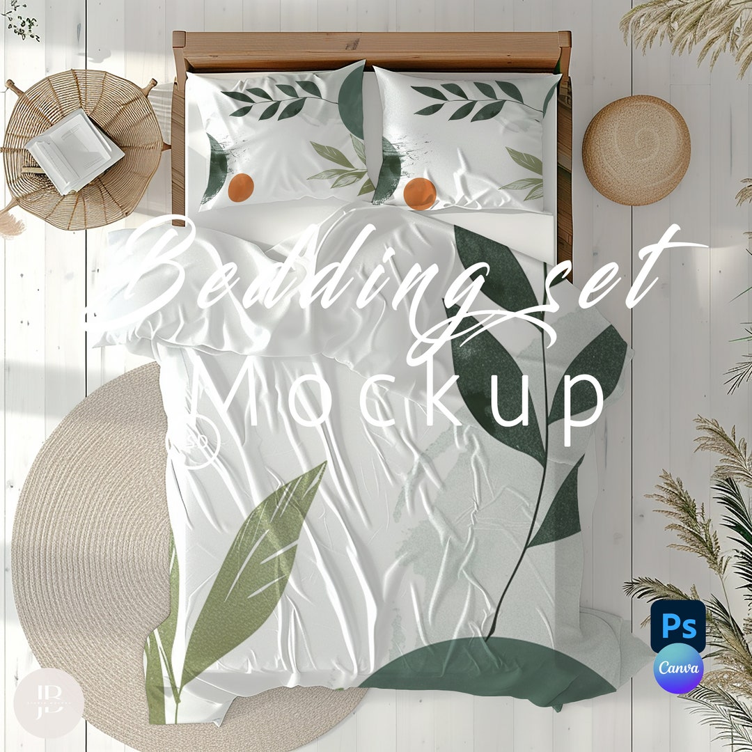 Bedding Set Mockup, Duvet and Pillow Mockups PSD, Blanket Mockup ...