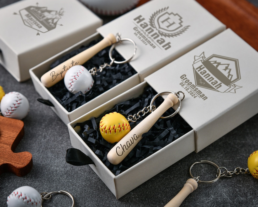 Custom Baseball Keychains Personalized Mini Baseball Set Perfect Gift ...