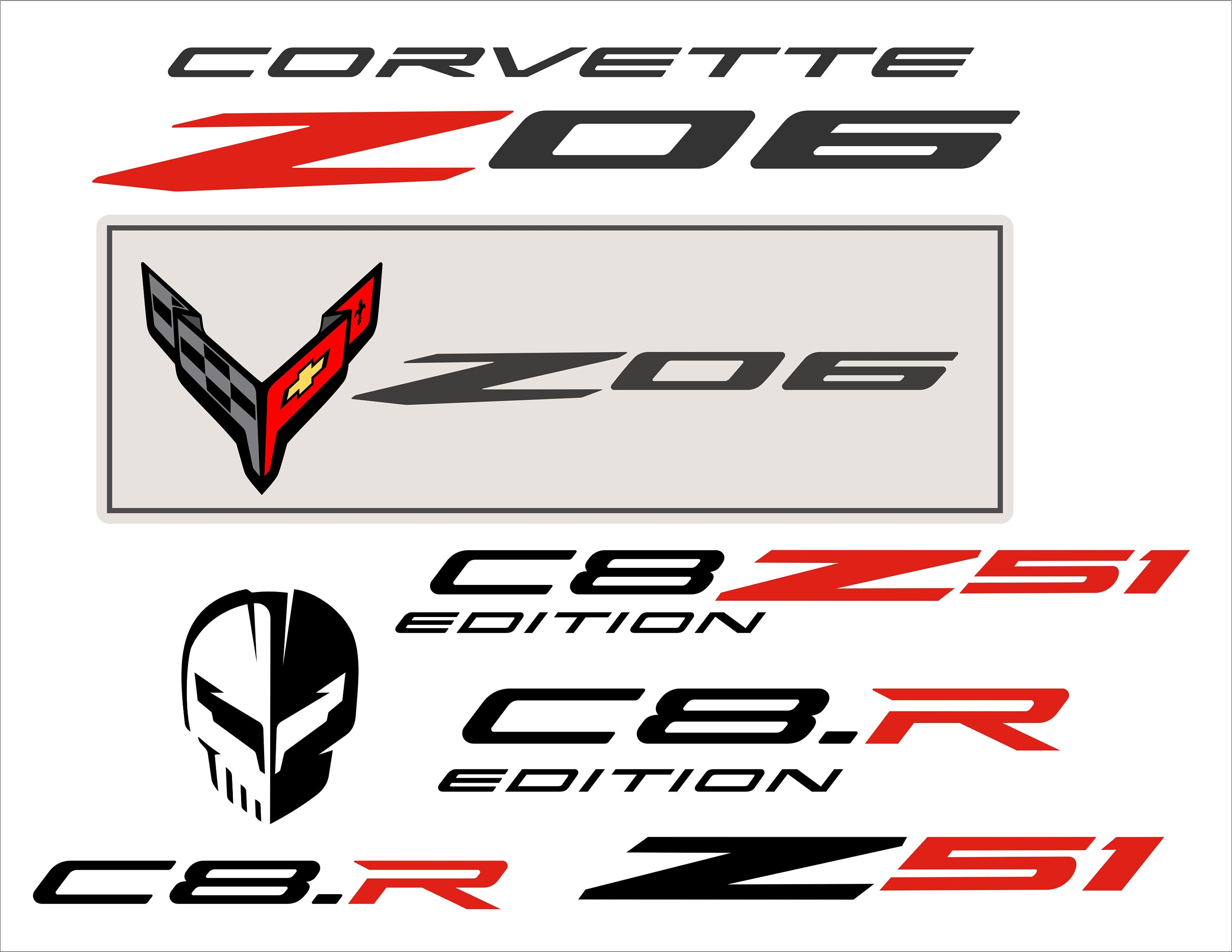 Chevrolet Corvette C8 Z06, Stingray, Eray Badges SVG Bundle. Chevy ...