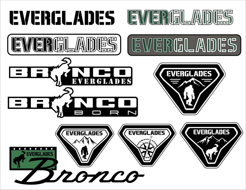 Ford Bronco Side Fender Badges SVG Bundle. Everglades, Built Wild, Base ...