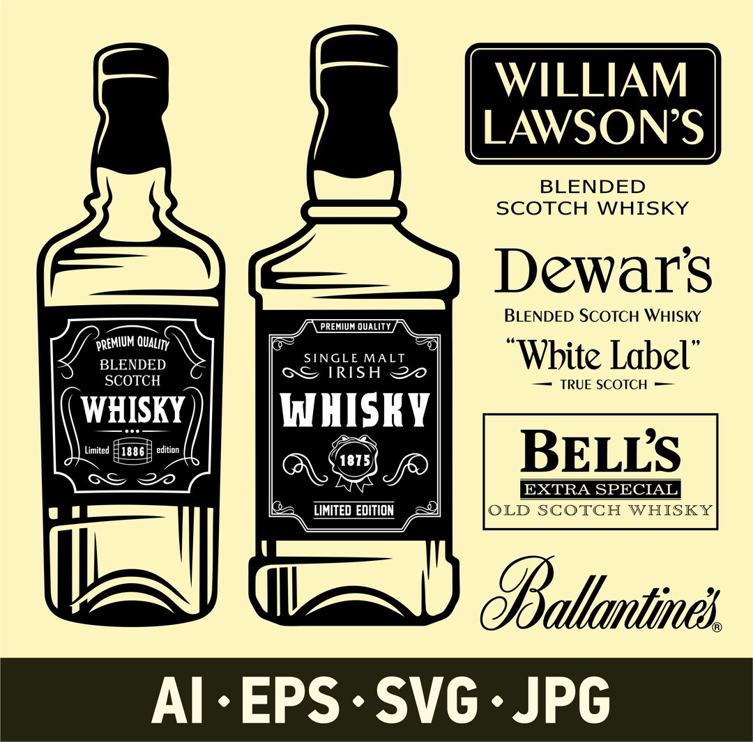 Scotch Irish Drink Whisky Custom Mock up Bottles and World Marks Labels ...