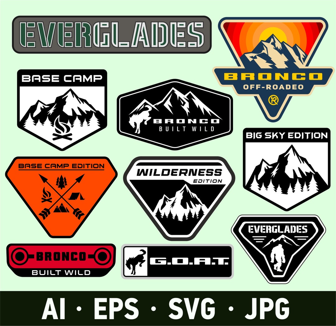 Ford Bronco Side Fender Badges SVG Bundle. Everglades, Built Wild, Base ...