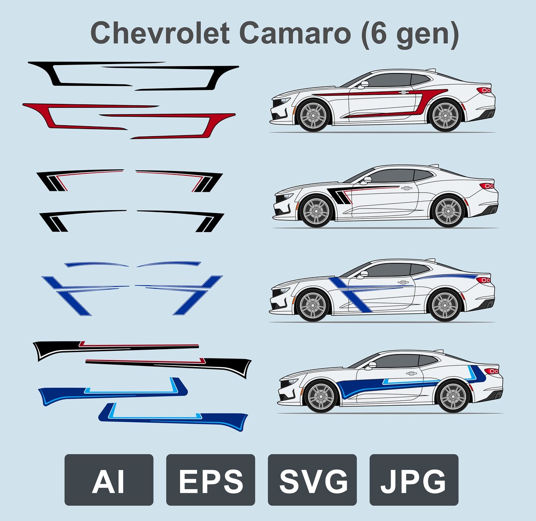 Chevrolet Camaro 6 Gen Side Door Body Fender Sport Stripes. Auto Vinyl ...