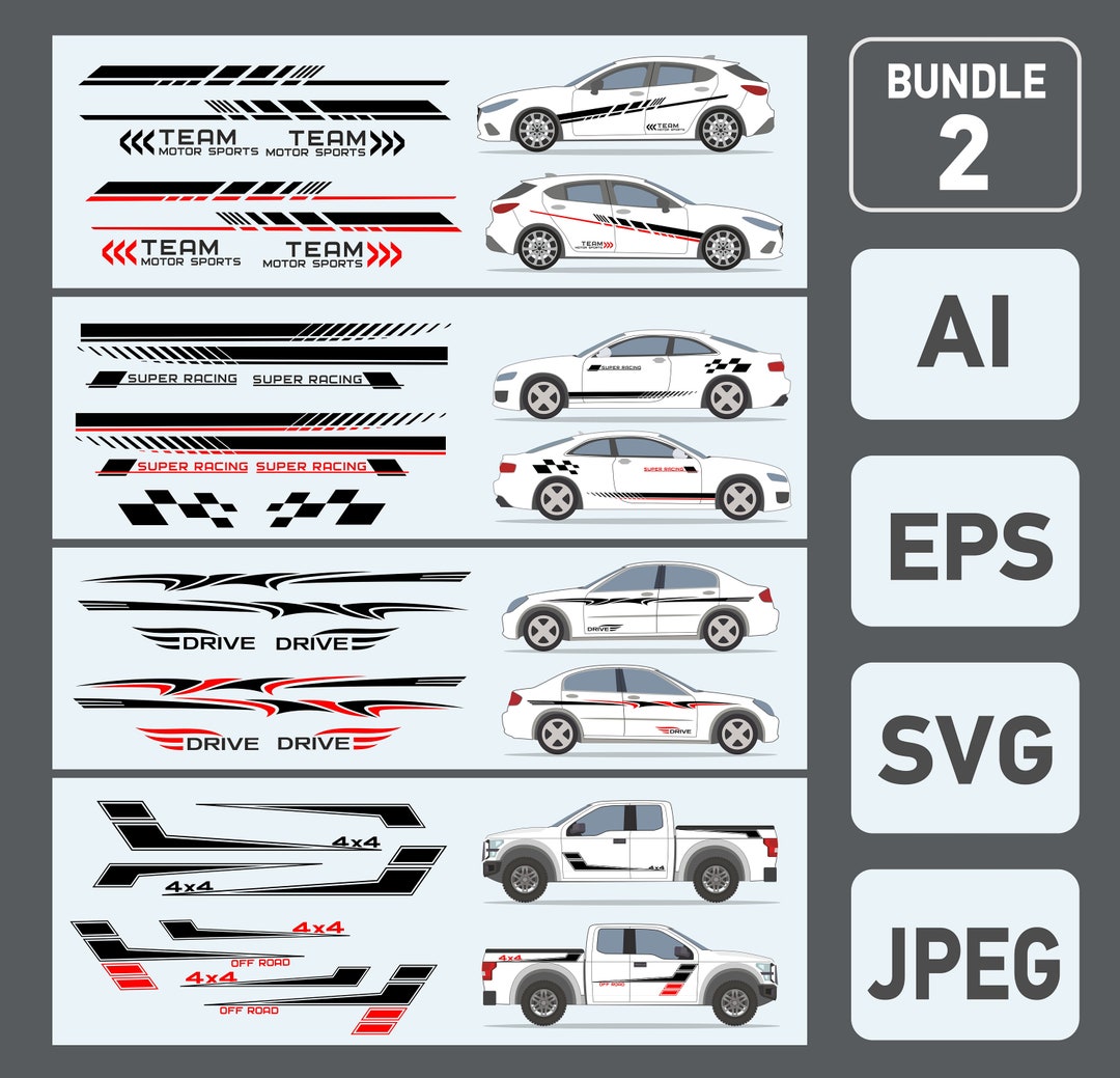 Car Body Side Door Sticker Stripe SVG Bundle. Suitable for Printing or ...