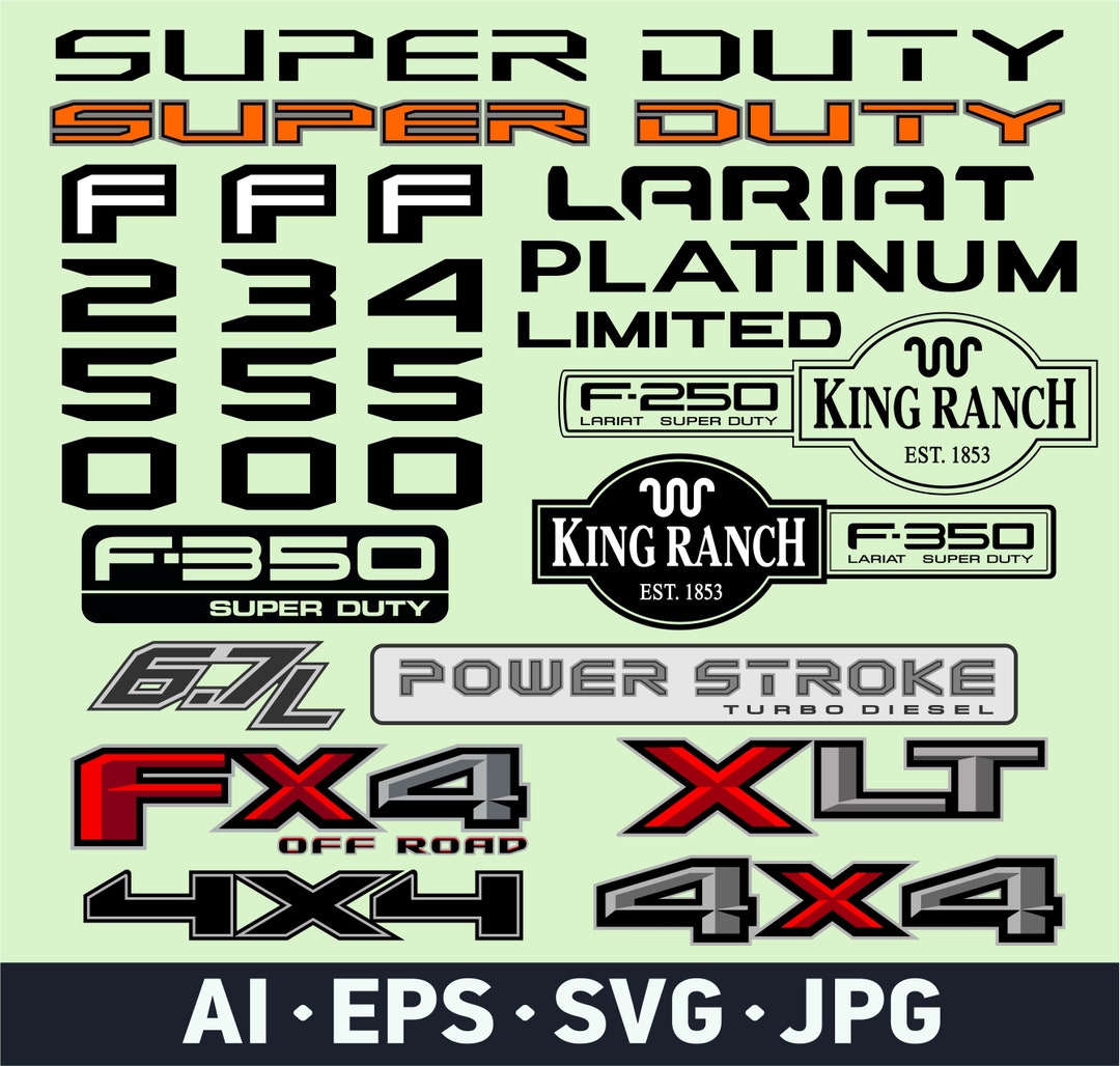 Ford Truck Super Duty Badges SVG Bundle. Pick up Lariat, Platinum, King ...