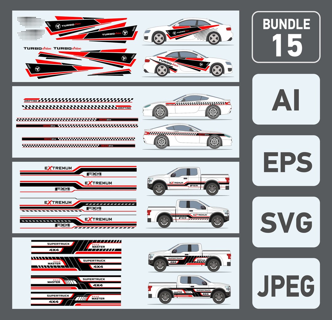 Car Body Side Door Sticker Stripe SVG Bundle. Universal Customised Set ...