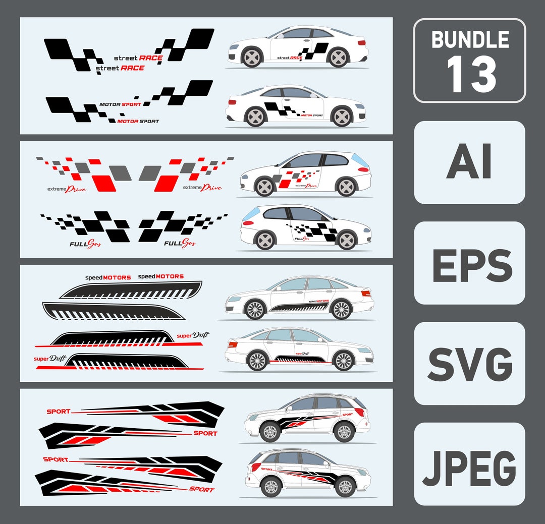 Car Side Door Sticker Stripe SVG Bundle. Universal Customised Set for ...