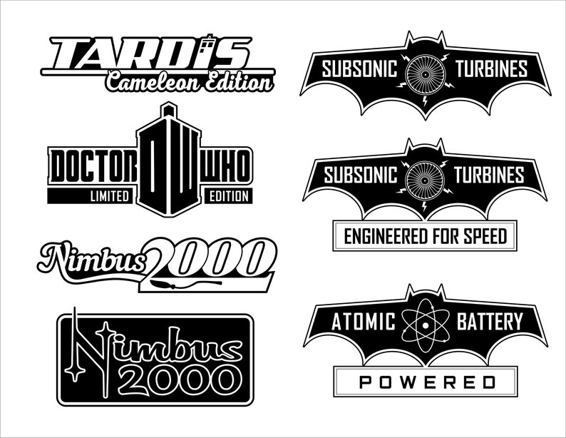 Sci-fi Car Emblems SVG Bundle. Auto Badge Sticker Decal Vinyl Nameplate ...