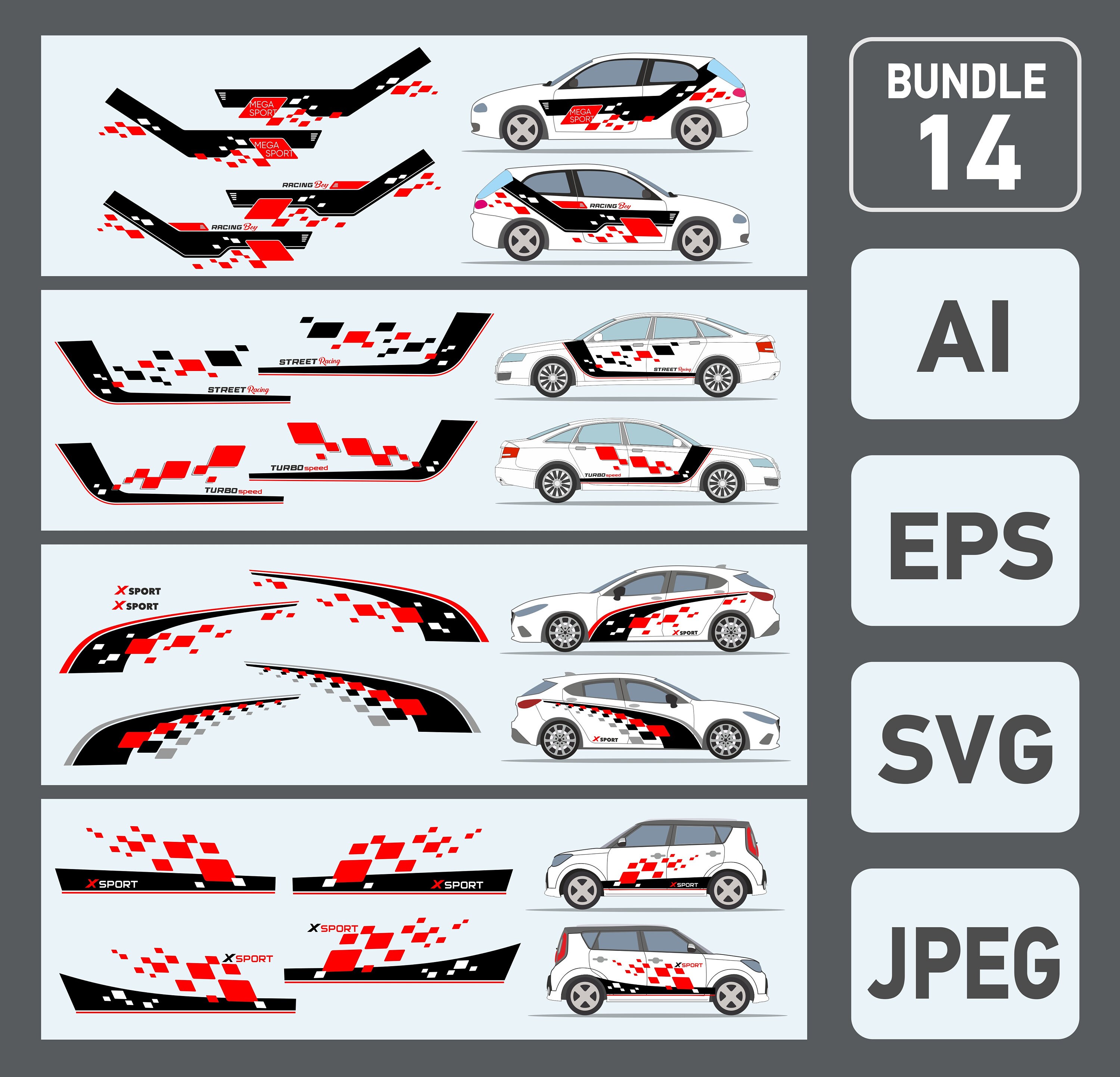 Car Body Side Door Sticker Stripe SVG Bundle. Universal Customised Set ...