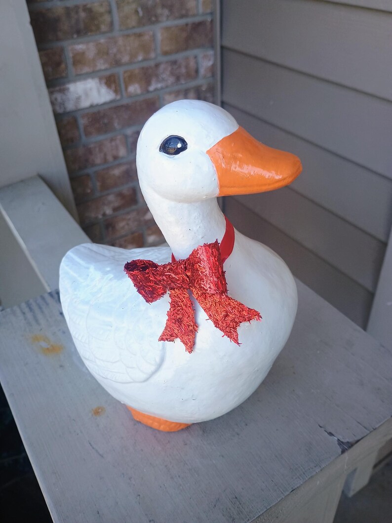 8" Tall Concrete Desk Goose Hand-painted Cement Garden Goose Statue ...