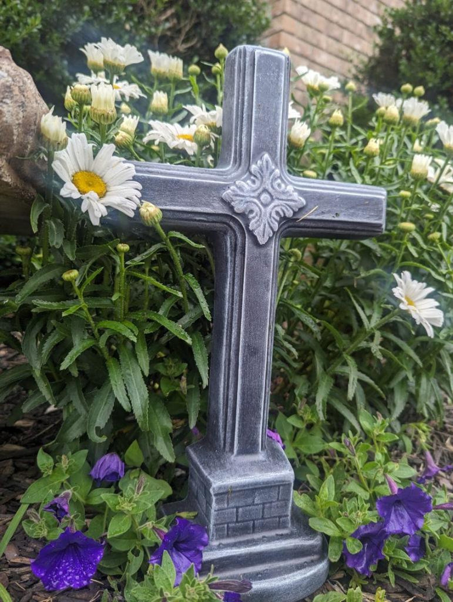 Concrete Cross/ Concrete Garden Cross/ Concrete Lawn Ornament/ Memorial ...