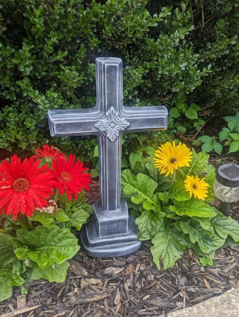 Concrete Cross/ Concrete Garden Cross/ Concrete Lawn Ornament/ Memorial ...