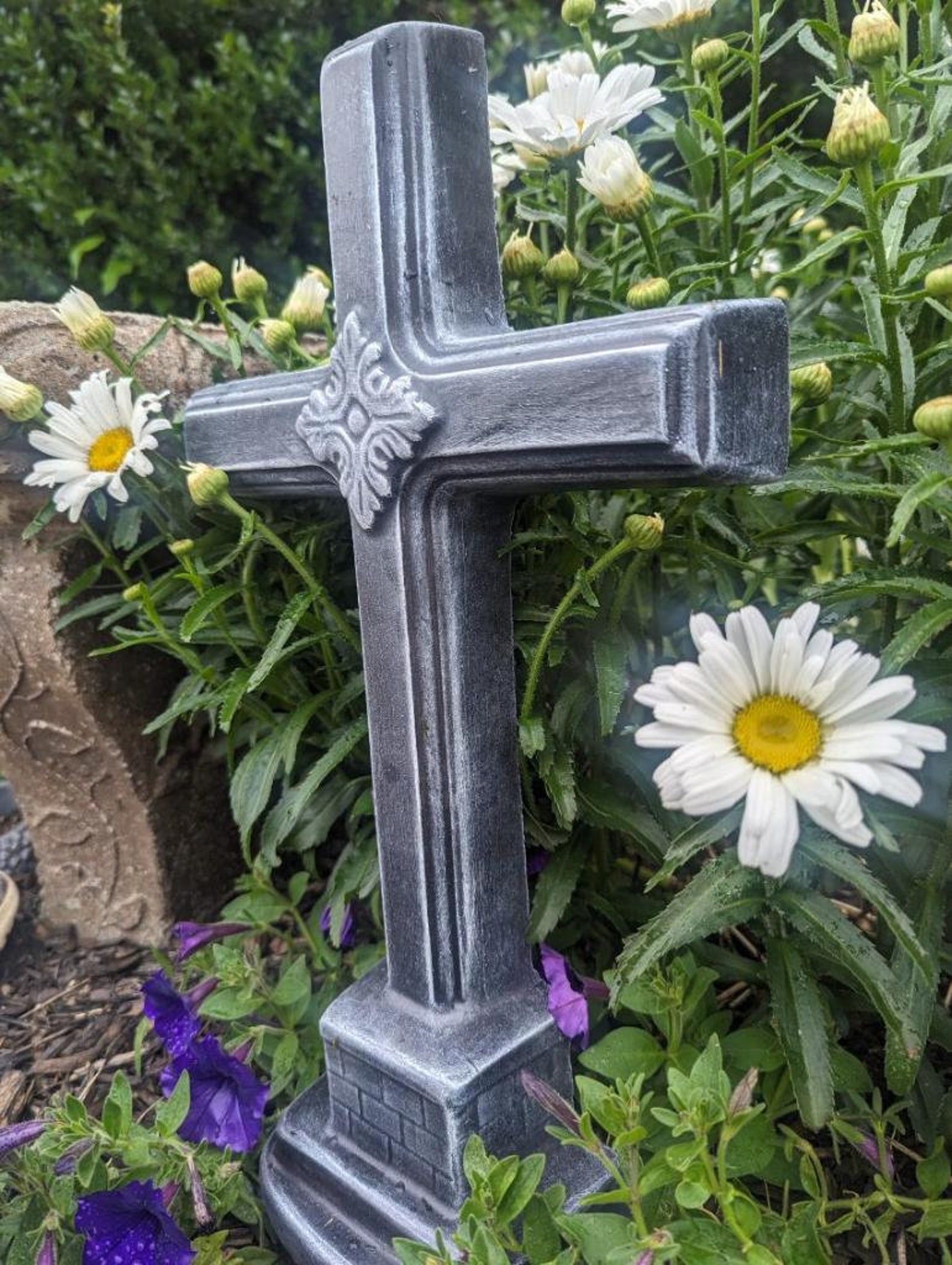 Concrete Cross/ Concrete Garden Cross/ Concrete Lawn Ornament/ Memorial ...