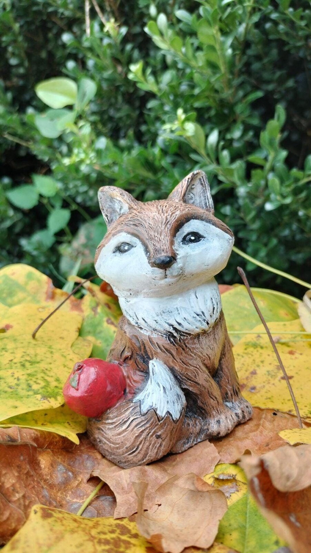 Concrete Fox Statue/ Hand-painted Cement Fox Figurine Knick Knack ...