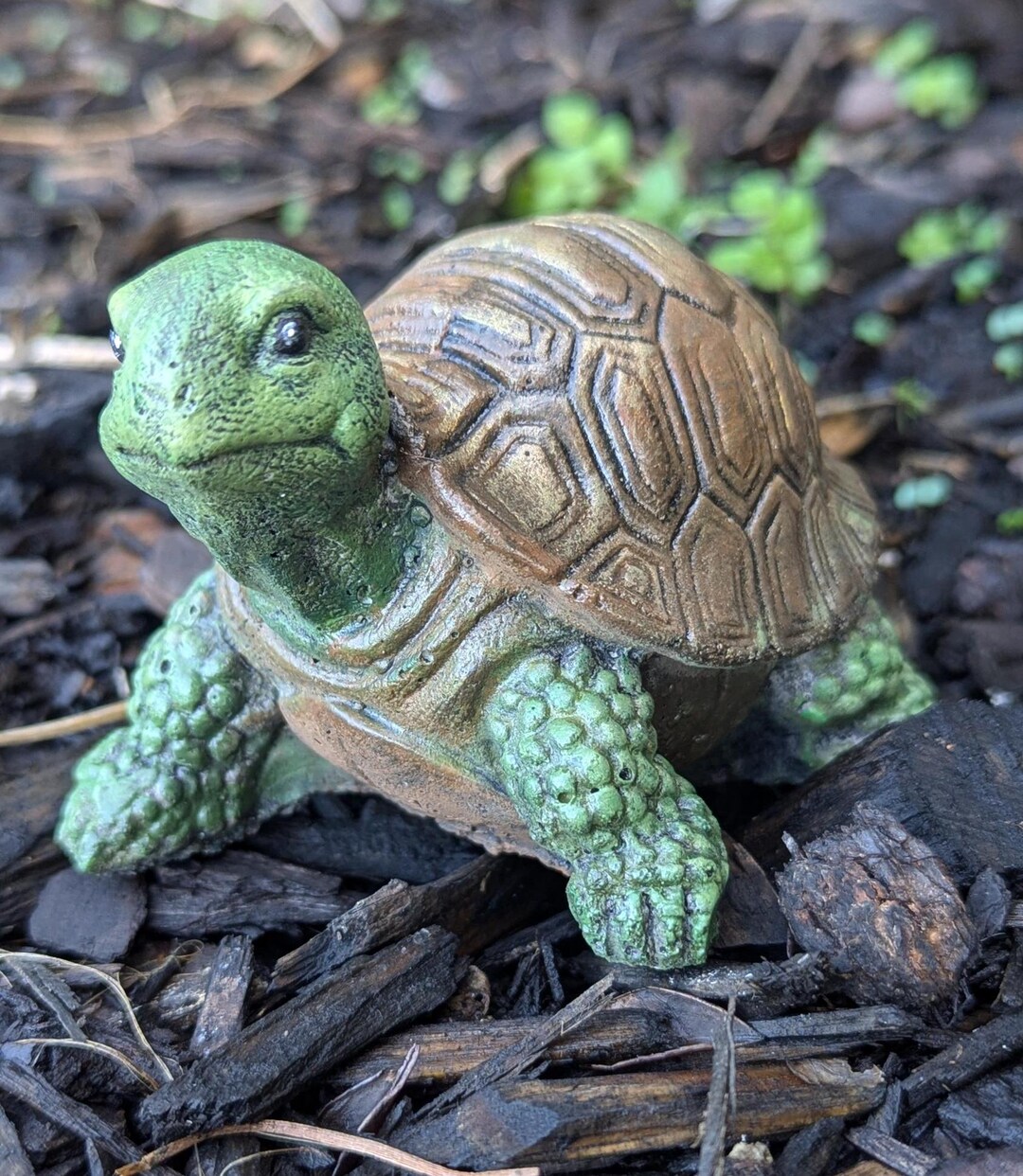 Painted Concrete Turtle Statue Tortoise Garden Figurine Cement Reptile ...