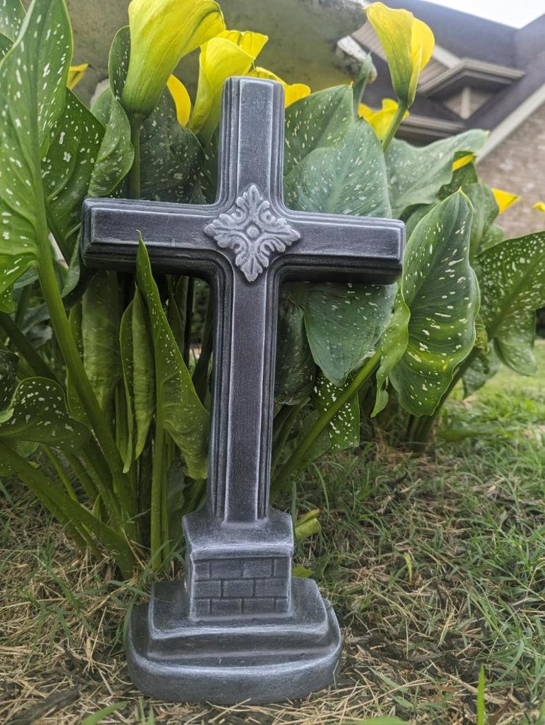 Concrete Cross/ Concrete Garden Cross/ Concrete Lawn Ornament/ Memorial ...