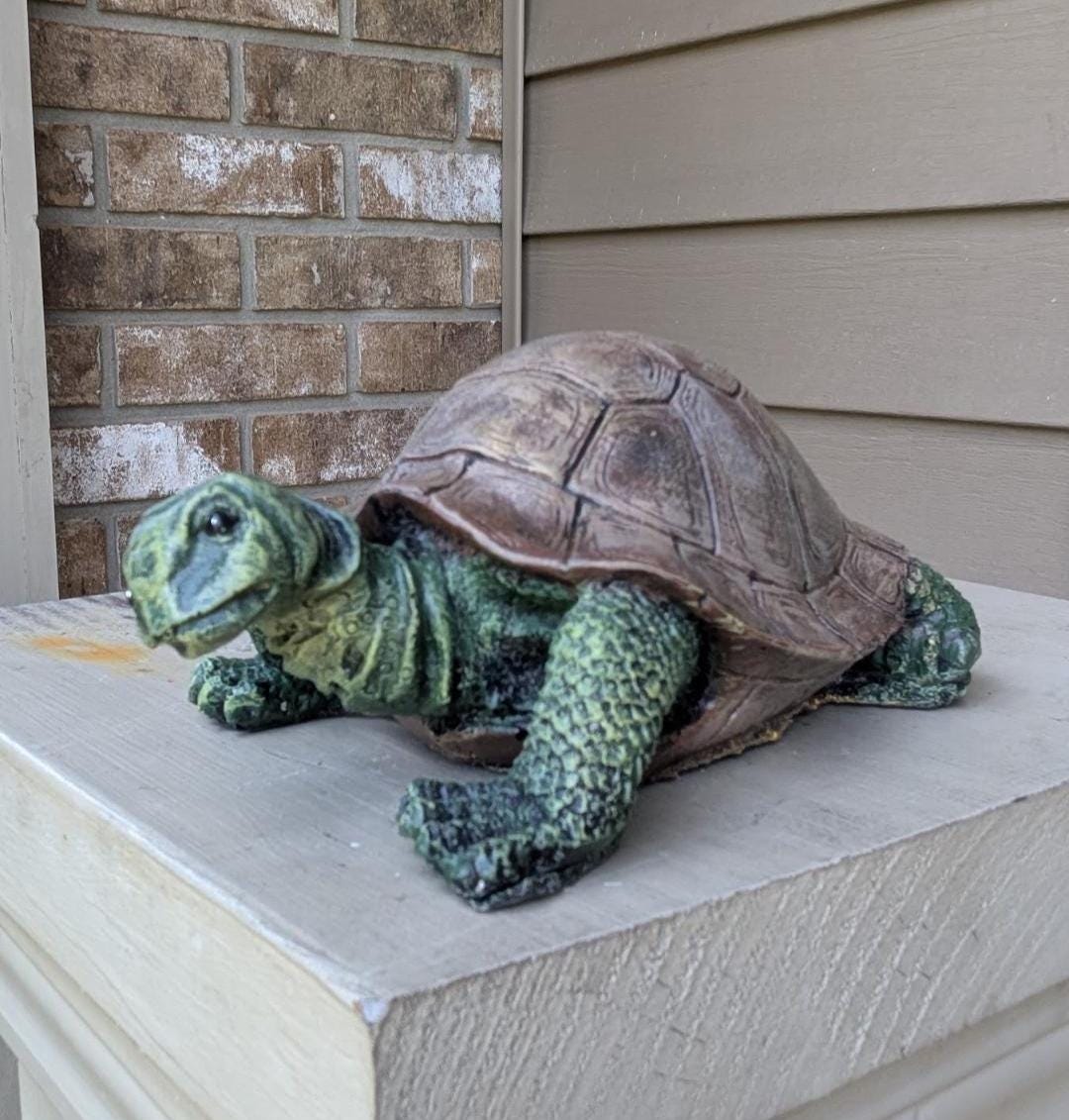 Concrete Garden Turtle Painted Tortoise Garden Figurine Cement Reptile ...
