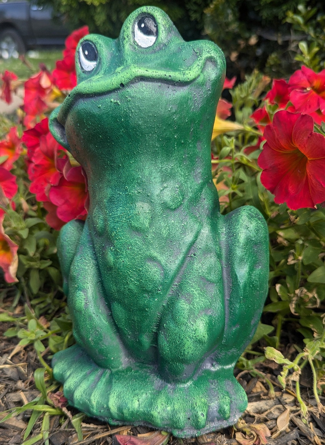 Painted Concrete Garden Frog Statue Cement Animal Statuary Indoor ...
