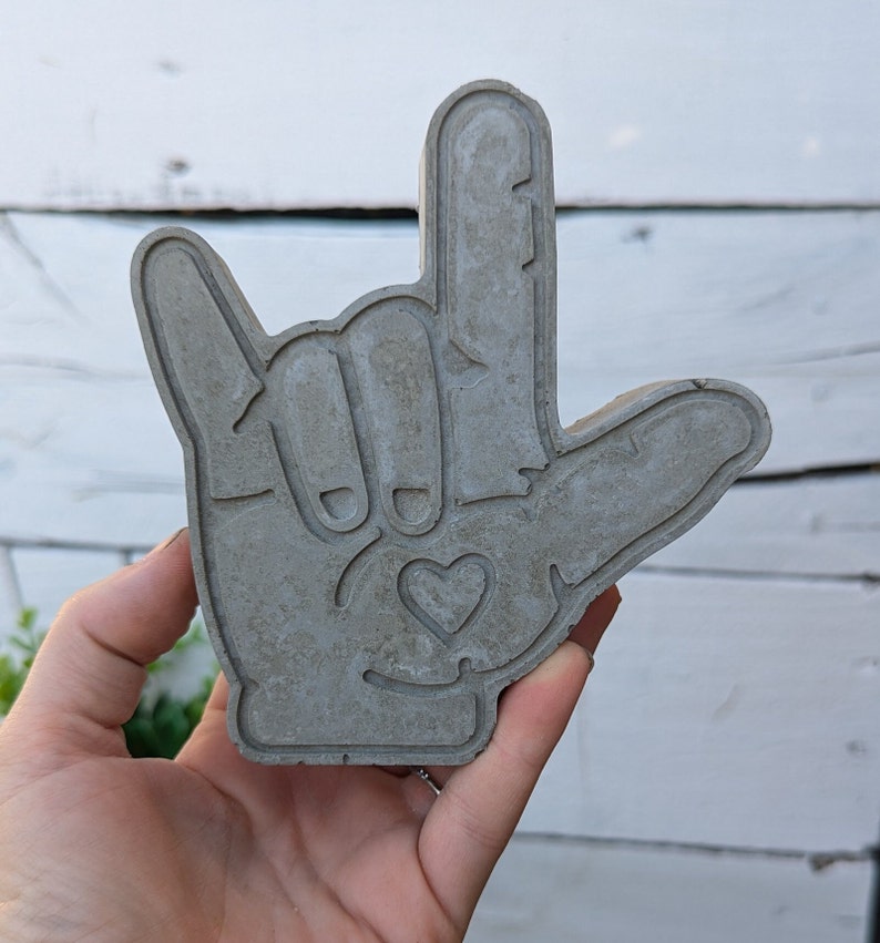 ASL I Love You Concrete Statue Figurine Paperweight Desk/shelf ...