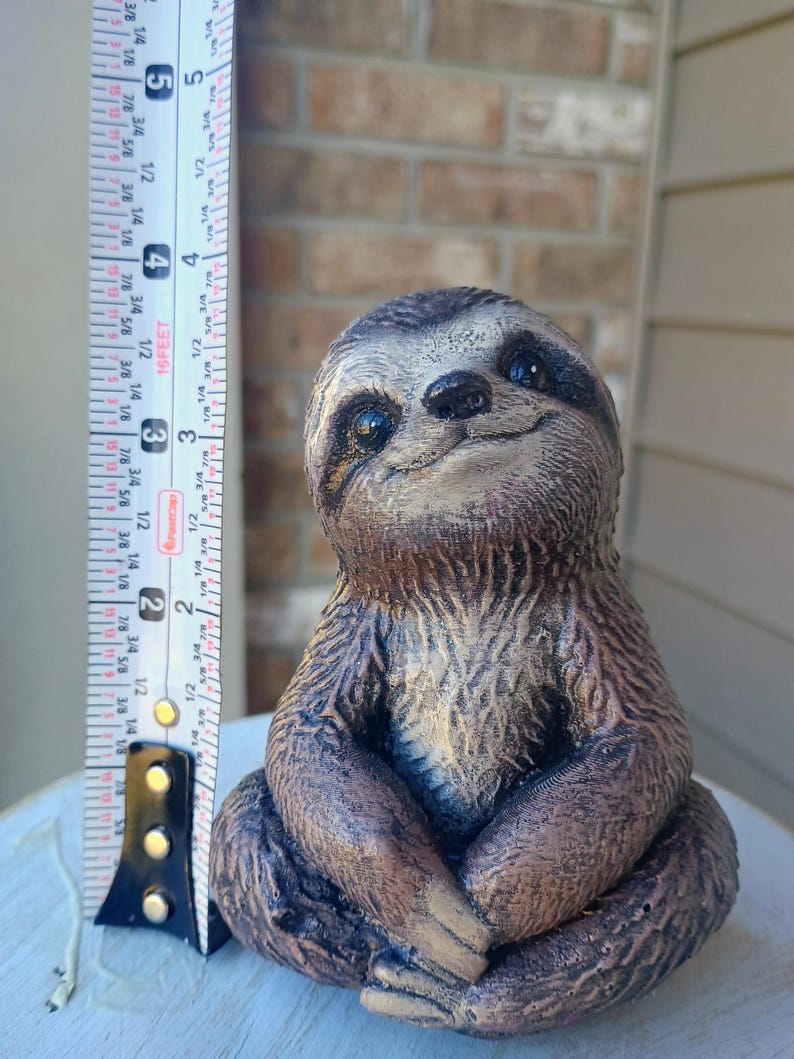 Concrete Sloth Statue Hand-painted Cement Sloth Figurine Wildlife Desk ...