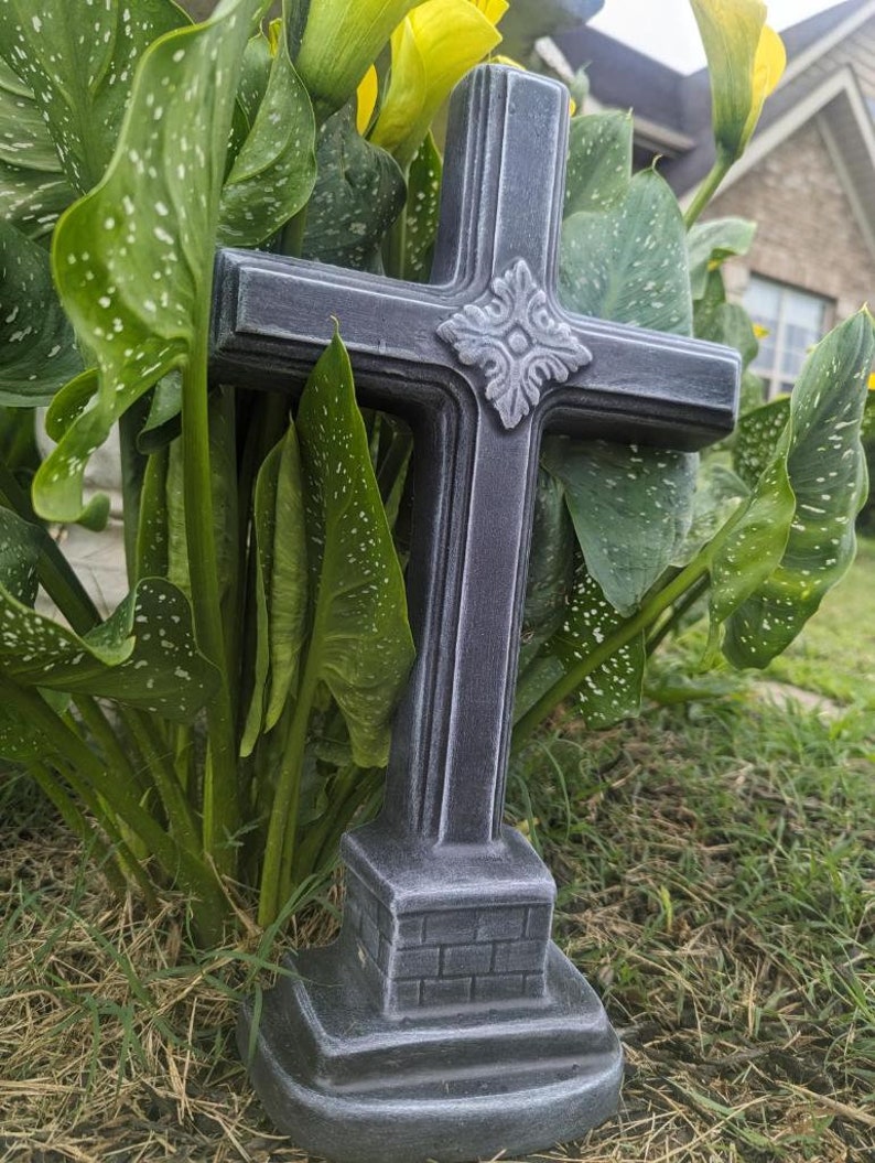 Concrete Cross/ Concrete Garden Cross/ Concrete Lawn Ornament/ Memorial ...