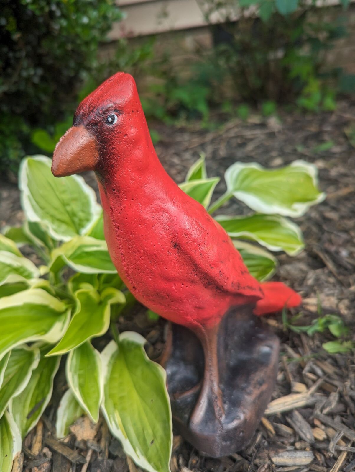 Concrete Cardinal Statue/ Cement Red Bird/ Bird Figurine/ Garden Patio ...