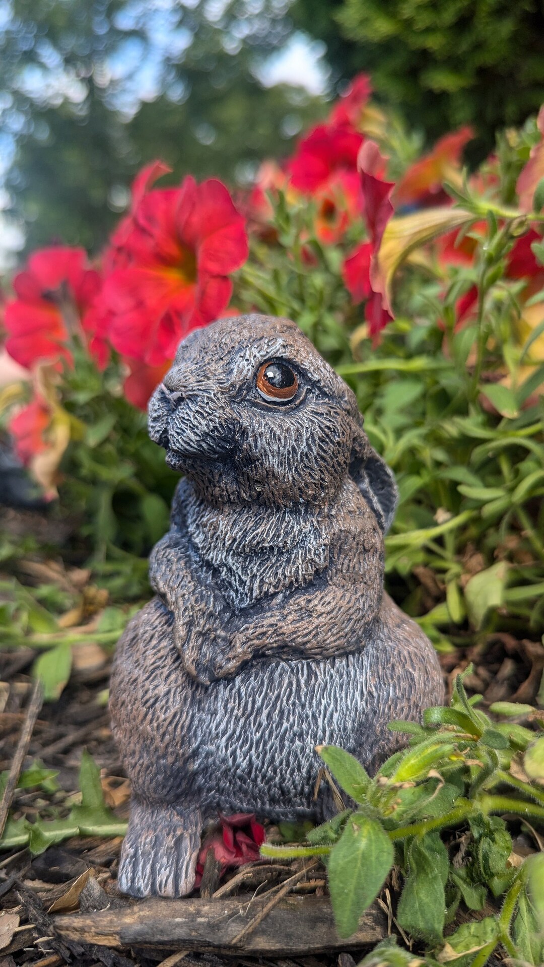 Concrete Bunny Statue Realistic Rabbit Statuary Cement Lawn Ornament 5 ...