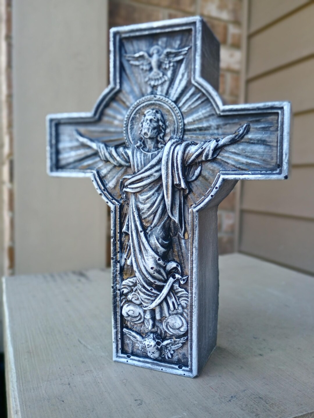 Concrete Jesus Cross Hand-painted Outdoor Indoor Easter Christian ...