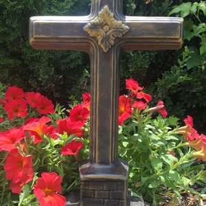 Concrete Cross Garden Cross Bronze Painted Memorial Cross Cement Cross ...