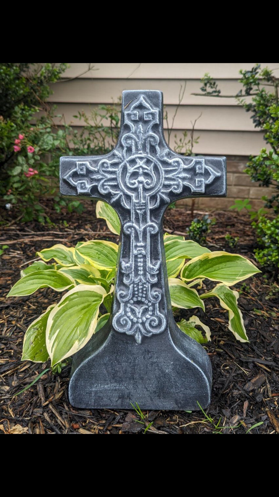 Celtic Concrete Cross/ Concrete Garden Cross/ Cement Cross Statue/ Lawn ...