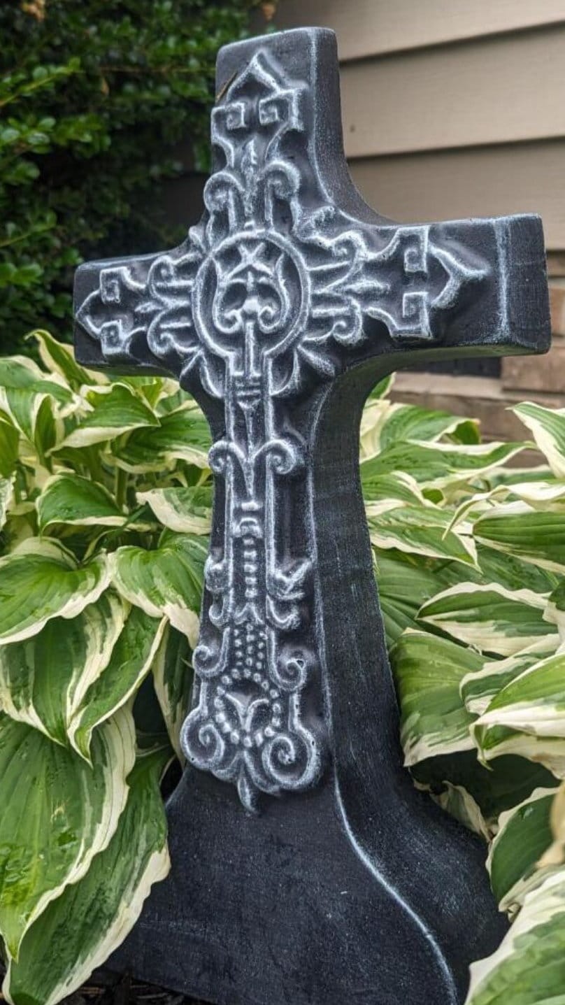 Celtic Concrete Cross/ Concrete Garden Cross/ Cement Cross Statue/ Lawn ...