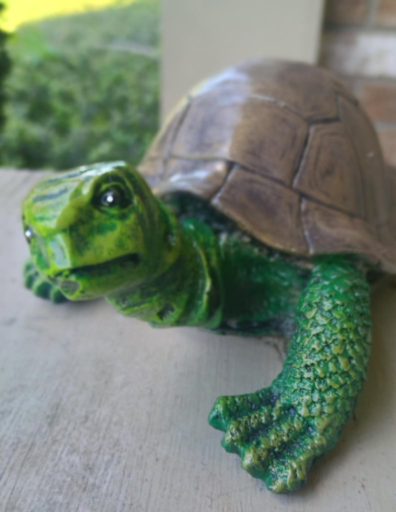 Concrete Garden Turtle Painted Tortoise Garden Figurine Cement Reptile ...