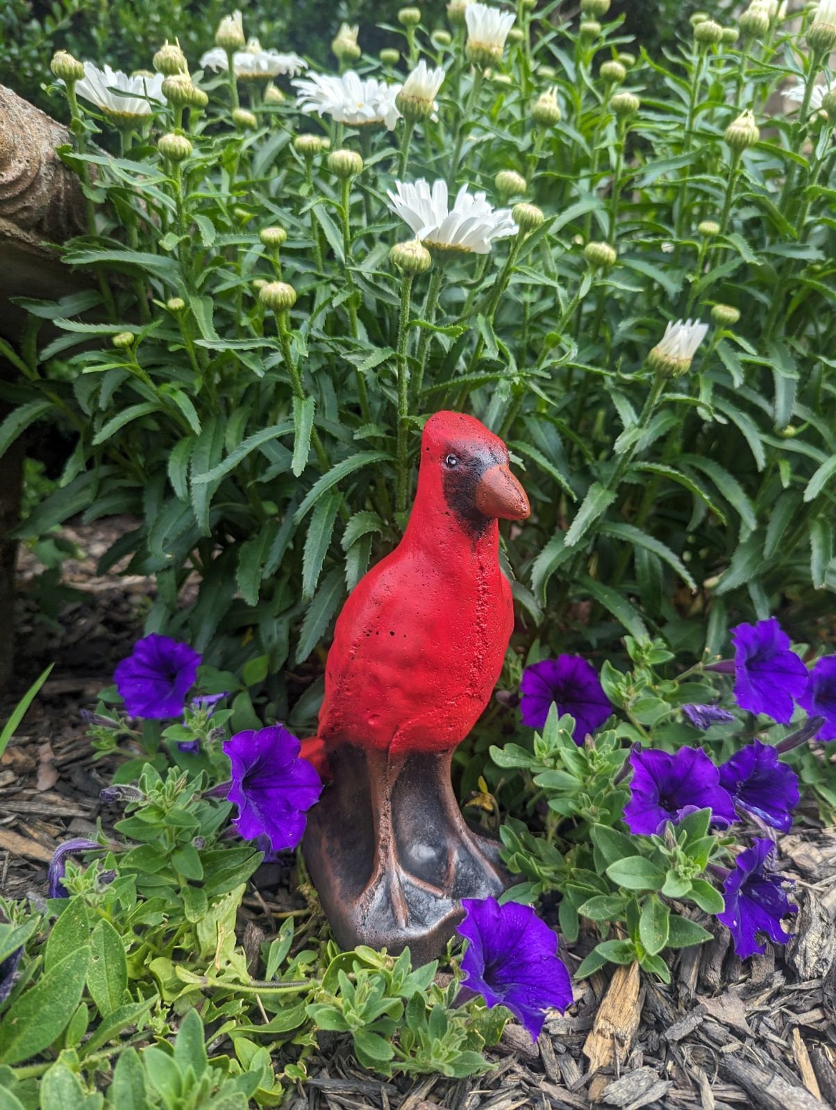 Concrete Cardinal Statue/ Cement Red Bird/ Bird Figurine/ Garden Patio ...