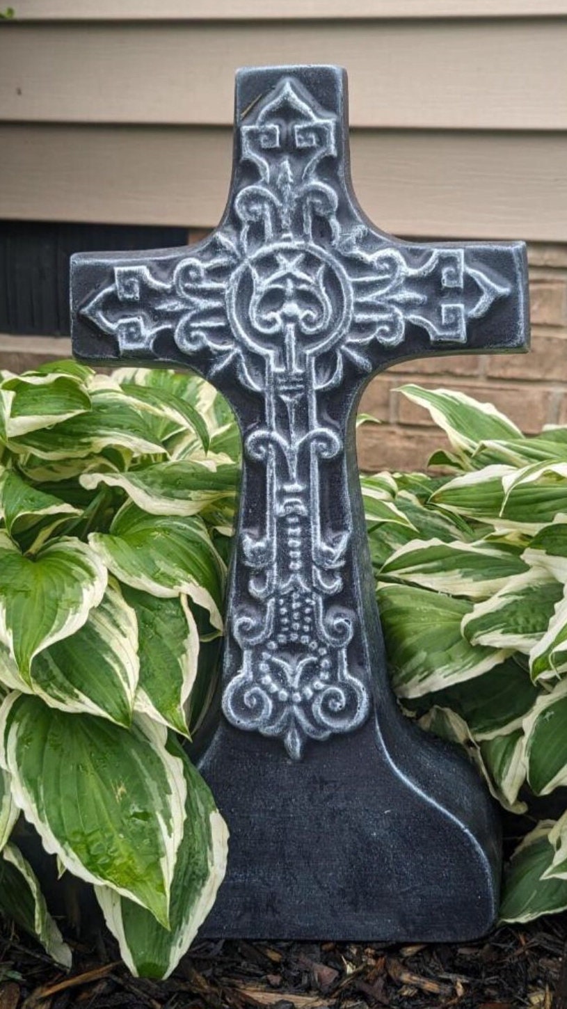 Celtic Concrete Cross/ Concrete Garden Cross/ Cement Cross Statue/ Lawn ...