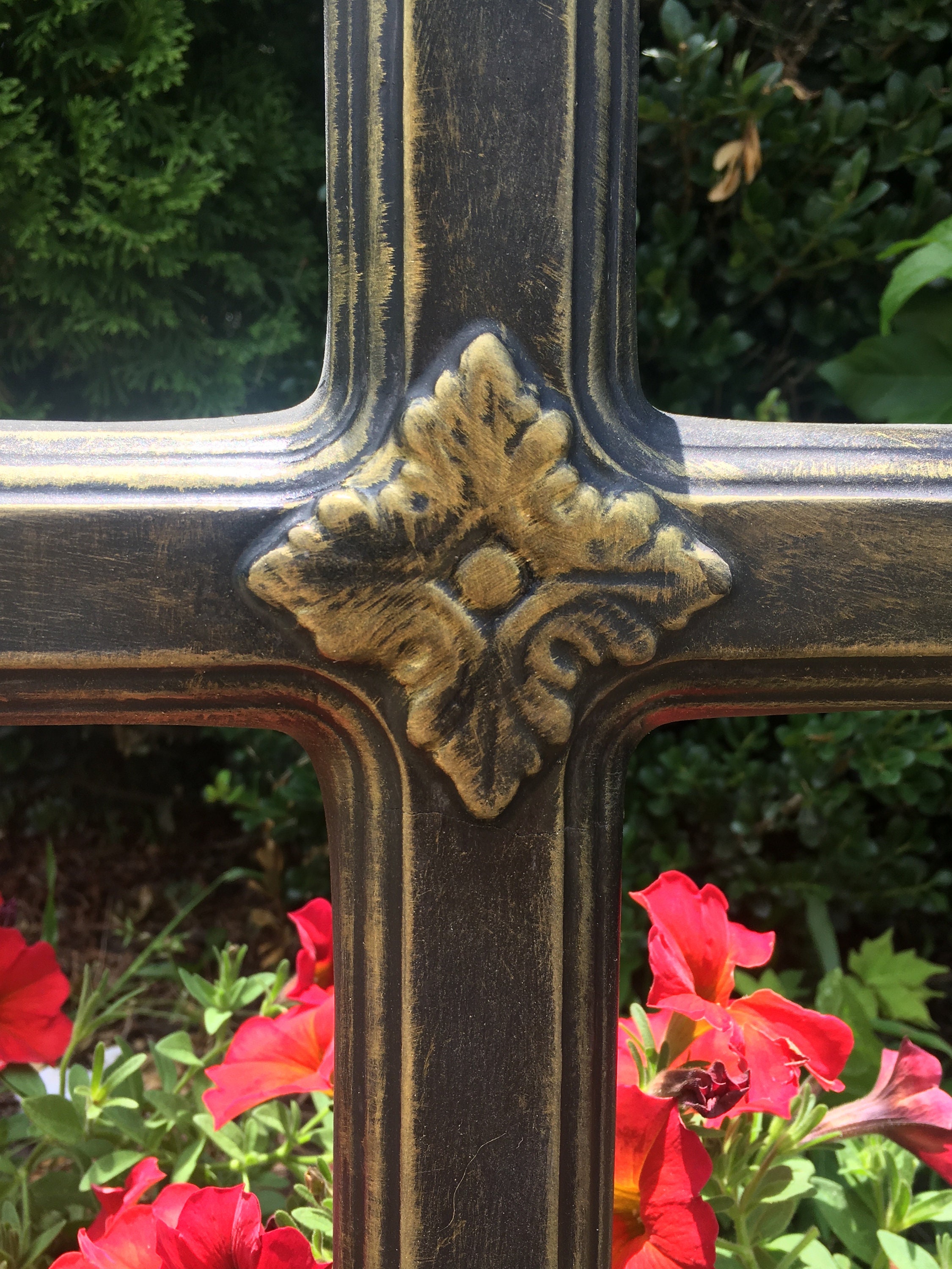 Concrete Cross Garden Cross Bronze Painted Memorial Cross Cement Cross ...