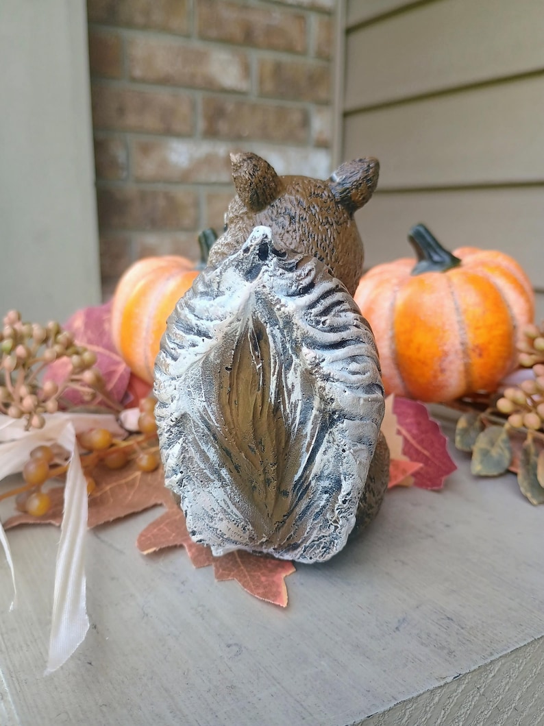 Hand-painted Concrete Squirrel Statue Cement Garden Animal Squirrel ...