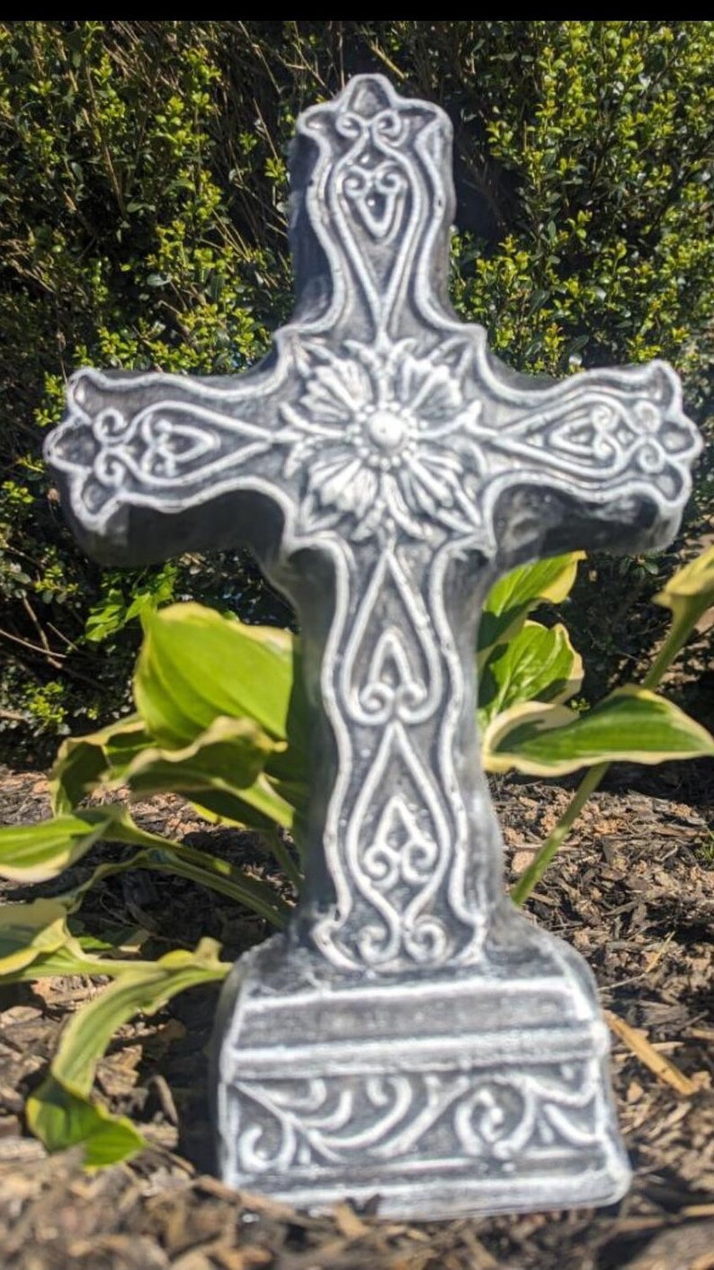 Concrete Cross/ Concrete Garden Cross/ Concrete Lawn Ornament ...