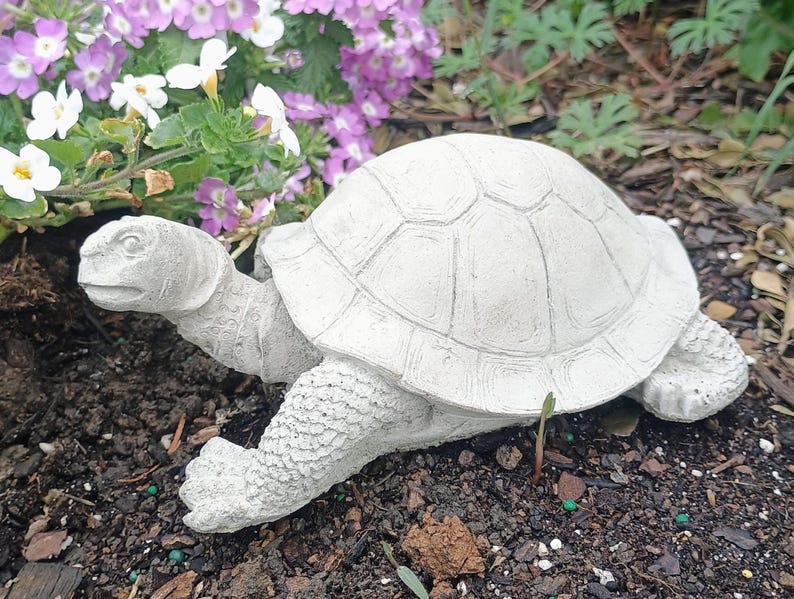 Concrete Garden Turtle Painted Tortoise Garden Figurine Cement Reptile ...